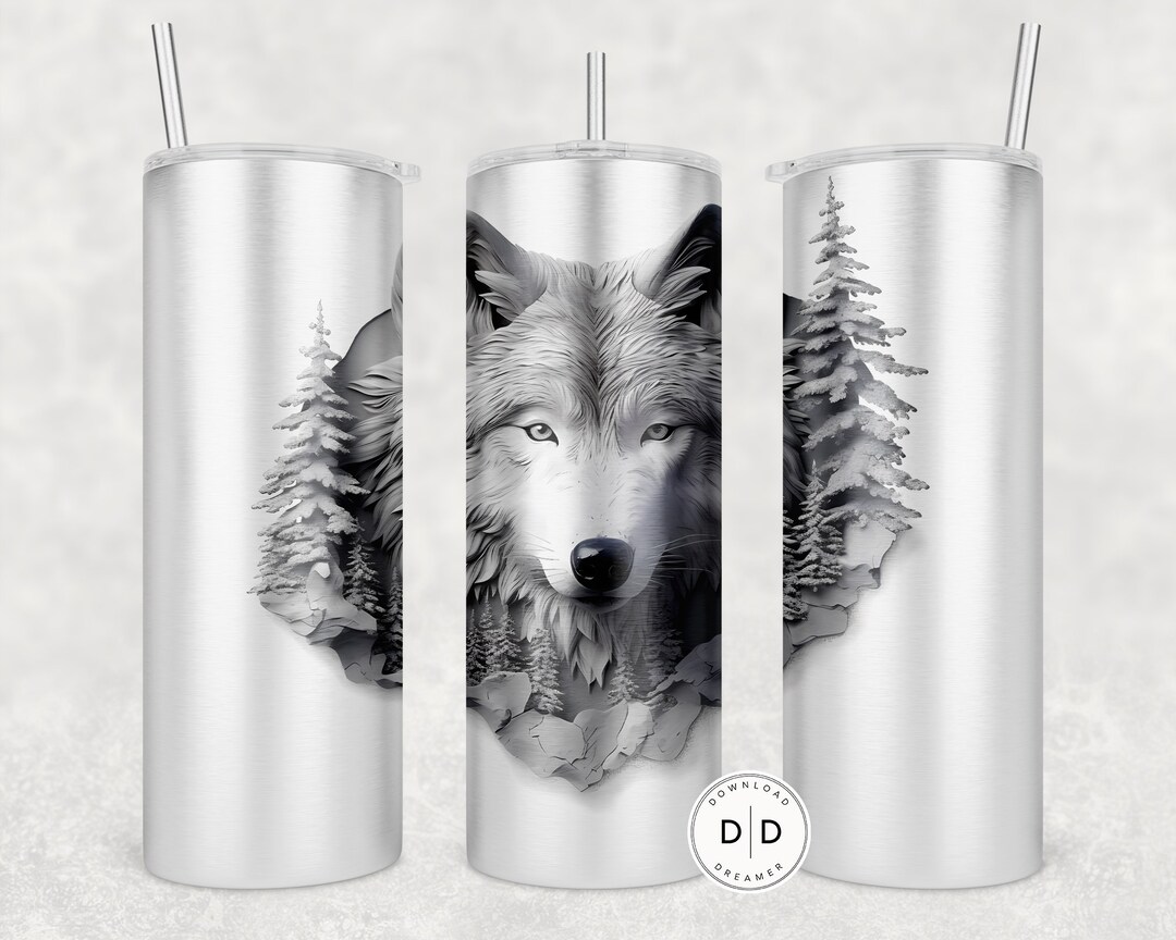 3d Wolf Sublimation Tumbler Wrap Digital Winter Scene - Etsy