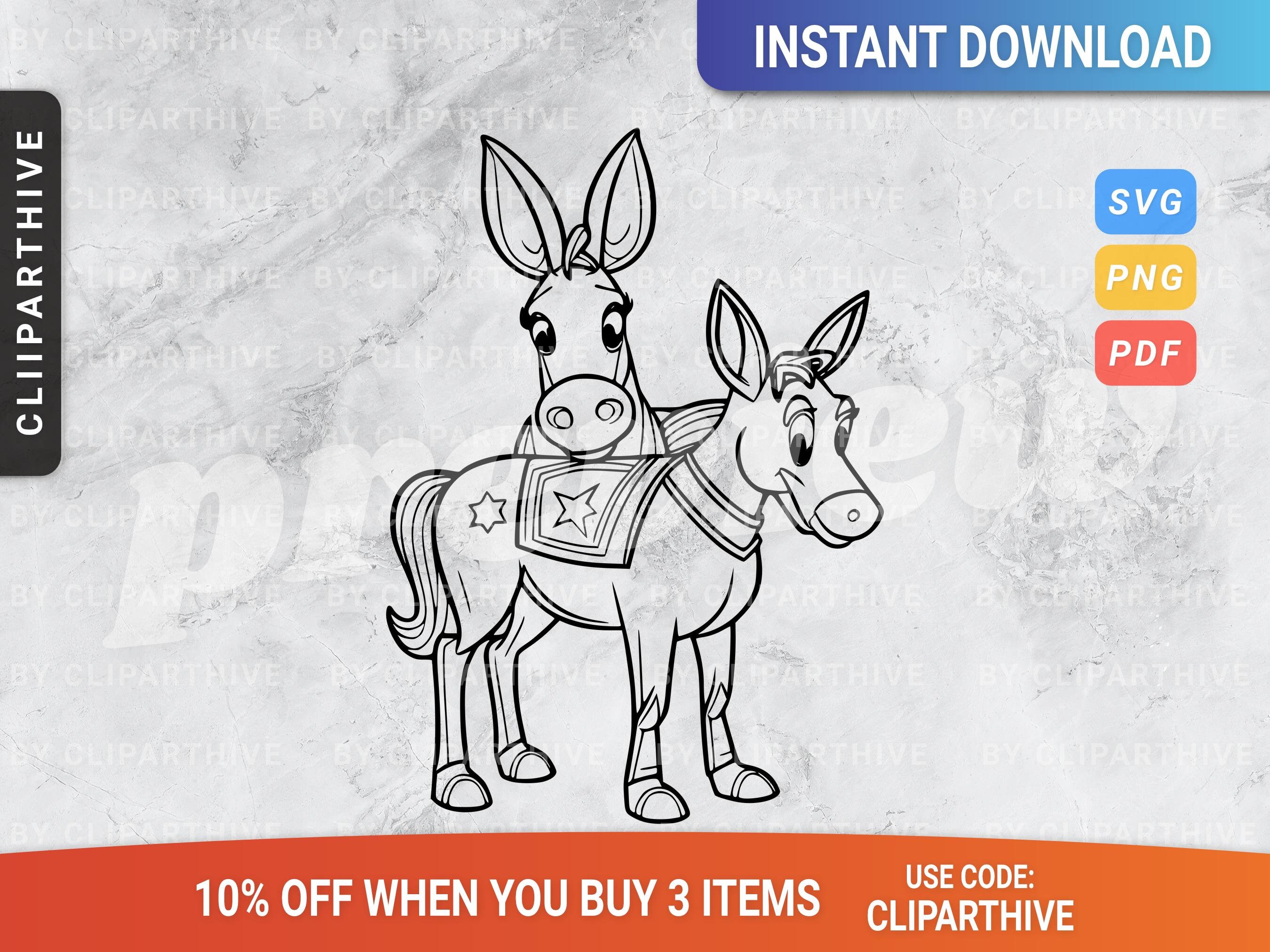 Two Cartoon Mules Svg File Vector Design Cut Files for Cricut ...