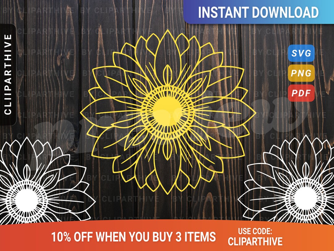 Yellow Sunflower SVG, Flower PNG Clipart, Summer Vibe, Distressed ...
