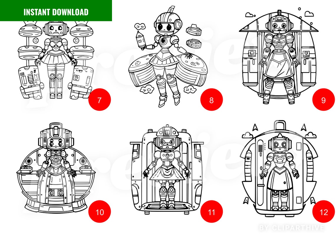 Robot Girl PNG Clip Art: 10 Cute Robot Clipart Transparent Background ...