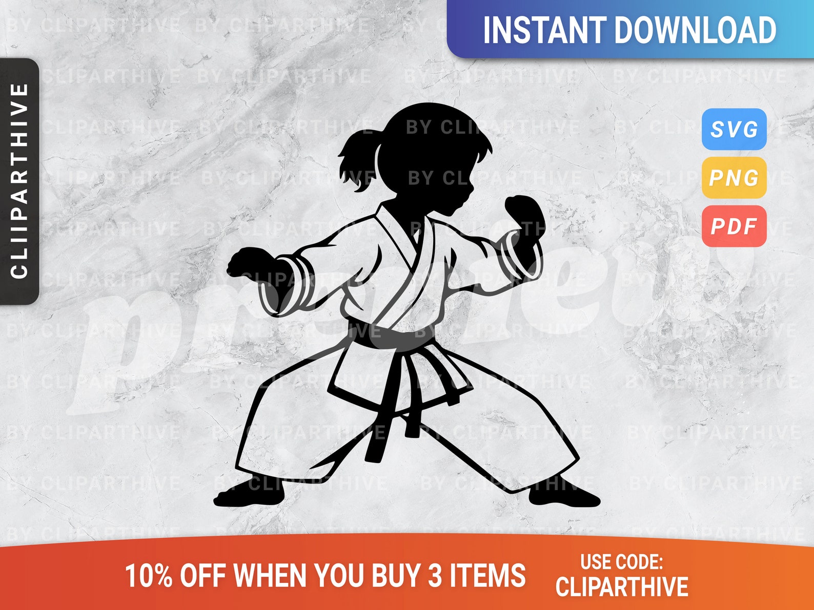 Karate Girl SVG Silhouette Vector PNG Files Cricut Black Belt Fighting ...