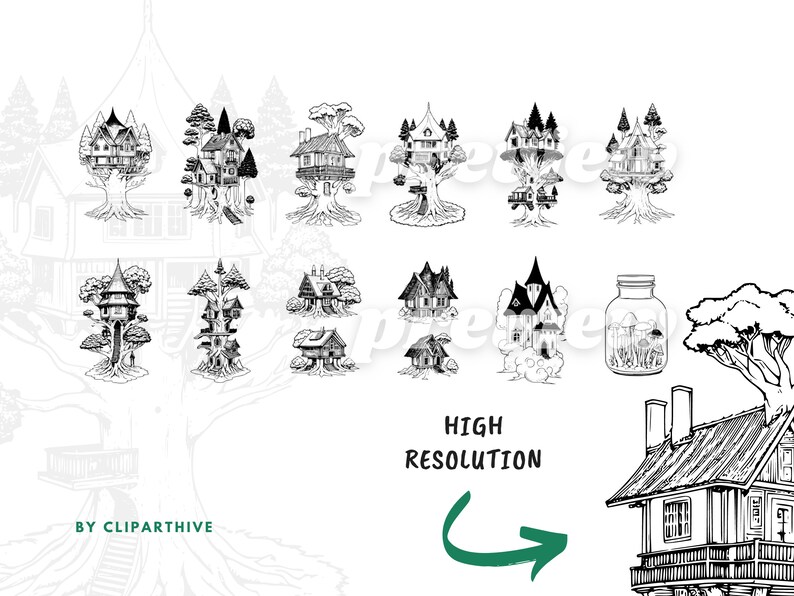 10 Treehouse Coloring Pages Creative Mindfulness Relaxing Art - Etsy