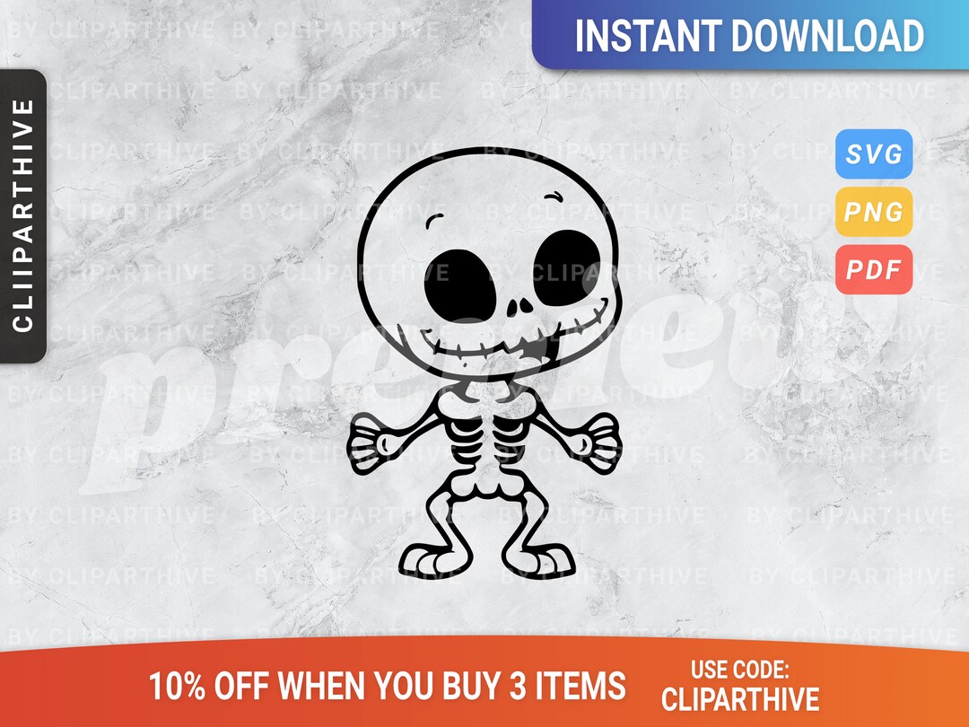 Kawaii Baby Skeleton Svg File Vector Design Cut Files for Cricut ...