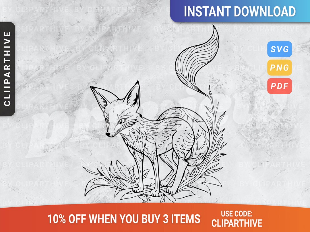Fox SVG File, Fox PNG Clipart, Animal Silhouette, Cut Files for Cricut ...
