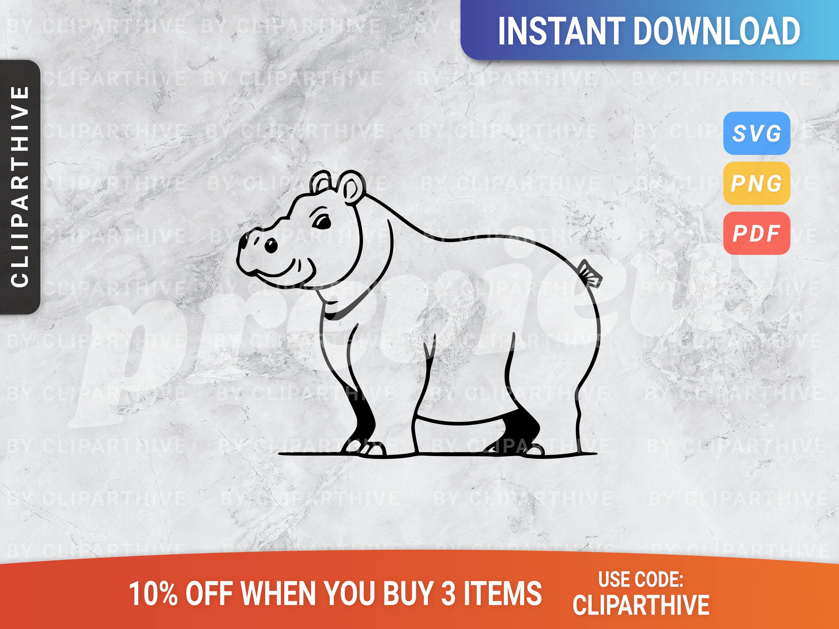 Whimsical Hippo SVG Cut File Hippopotamus Cricut Silhouette Laser ...