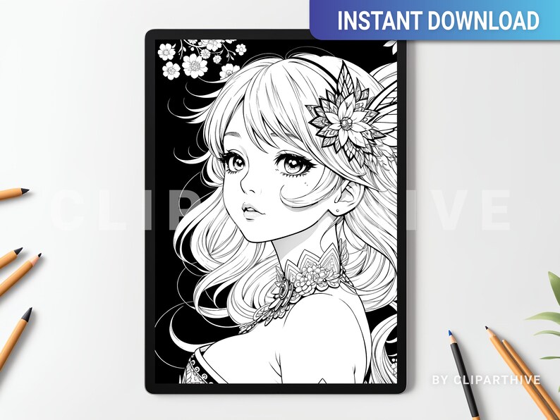 The Most Beautiful Muse, Coloring Page for Adults, Grayscale Coloring ...