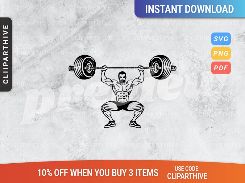 Weightlifting SVG: Unleash Your Inner Strength, Vector Design Cut Files ...
