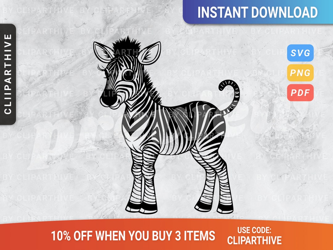 Cute Baby Zebra Svg File Vector Design Cut Files for Cricut Silhouette ...