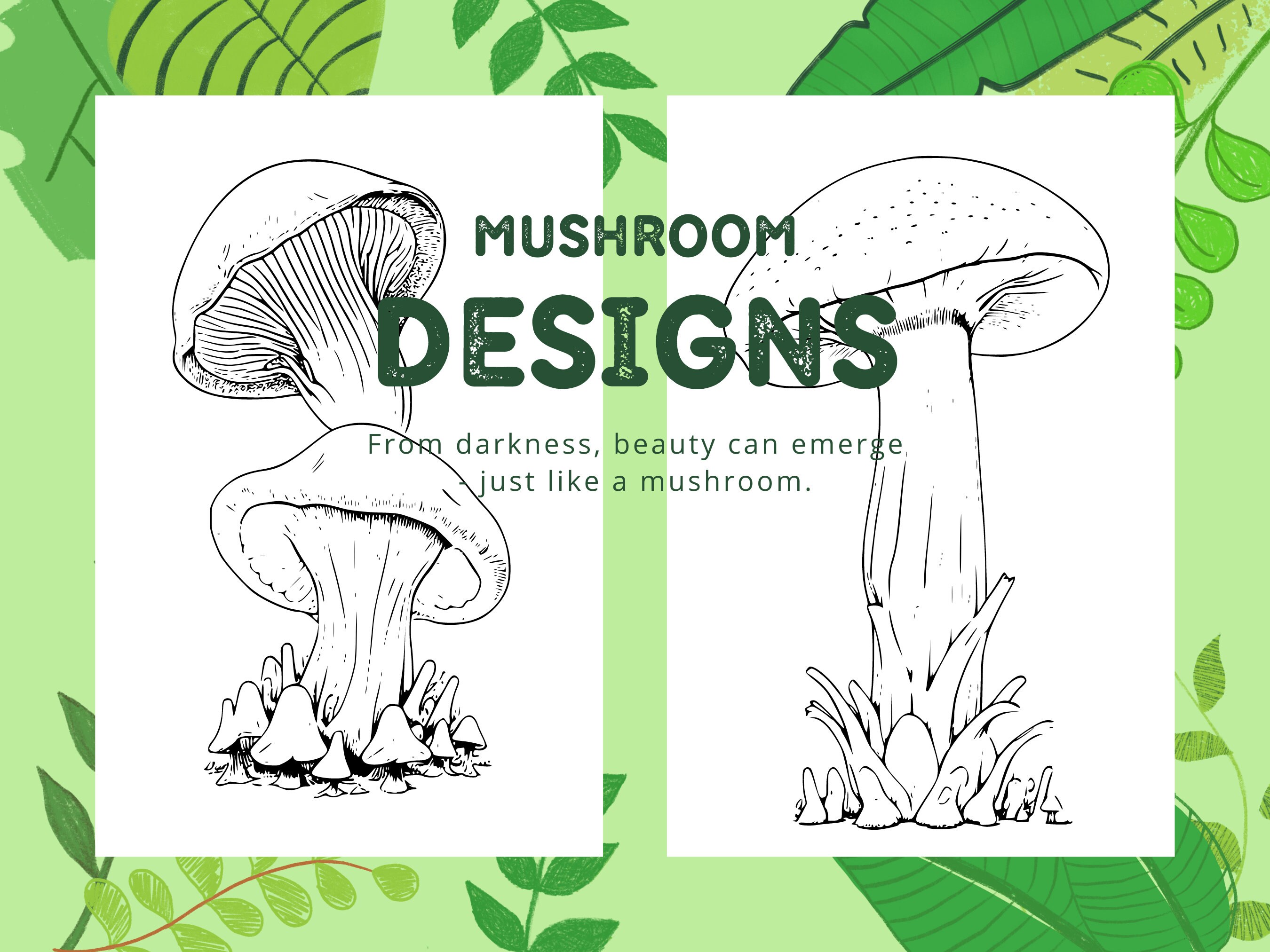 10 Mushroom Coloring Book Pages for Kids & Adults Fantastic Fungi Plant ...