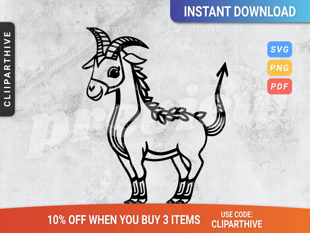 Devil Tail Goat SVG Outline Farm Animal Clipart Cut Files Cricut Vector ...