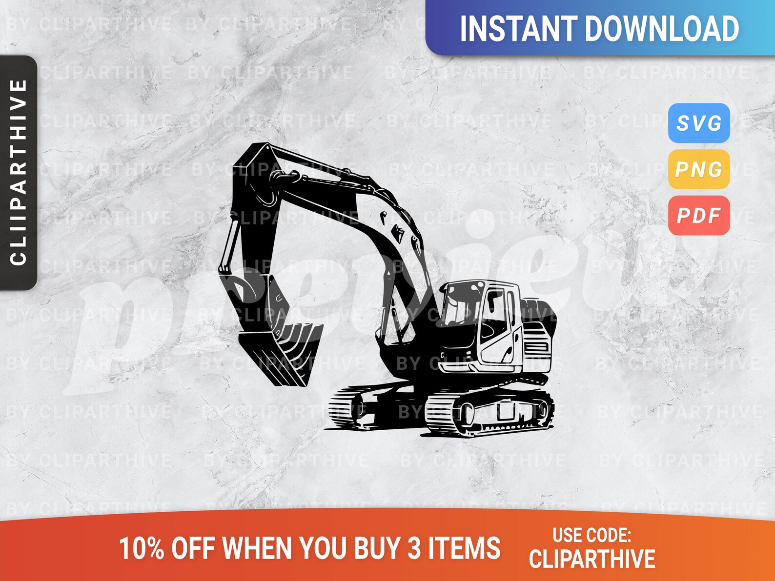 Excavator Svg File Vector Design Cut Files for Cricut Silhouette Png ...