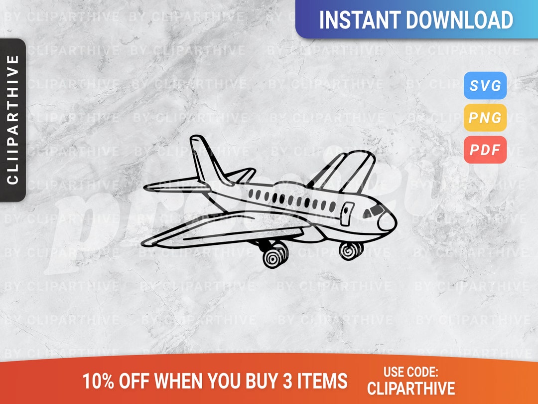 Airplane SVG: Soar Into Creative Skies | Line Drawing Travel Clip Art ...