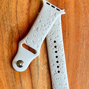 Ghost Laser Engraved Silicone Watch Band Spooky Season Halloween Ghost ...