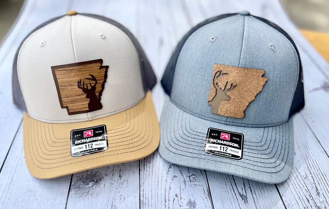 Men's Trucker Hat With Arkansas Deer Leather Patch | Deer Hunter ...