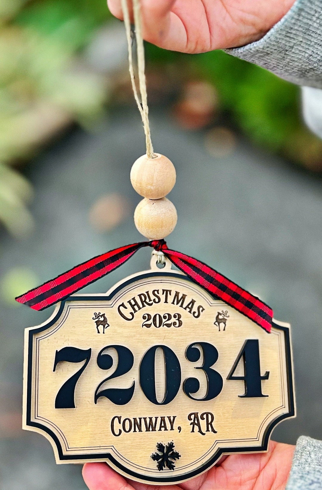 Customized Wood ZIP Code Ornament, City State Handmade Laser Engraved ...