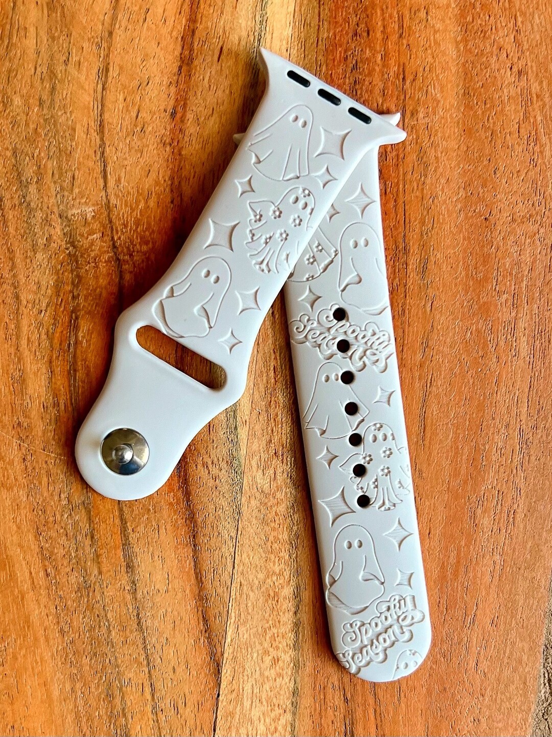 Ghost Laser Engraved Silicone Watch Band Spooky Season Halloween Ghost ...