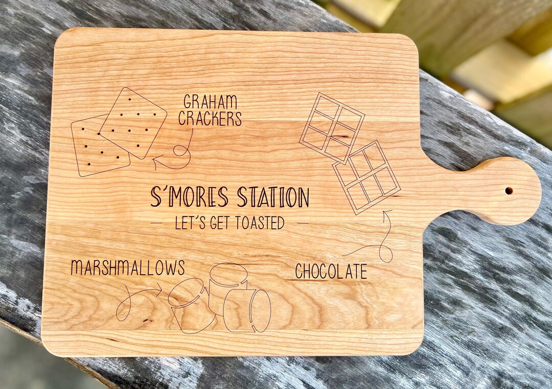 S'more Wood Cutting Serving Board, S'mores Station, Laser Engraved S ...
