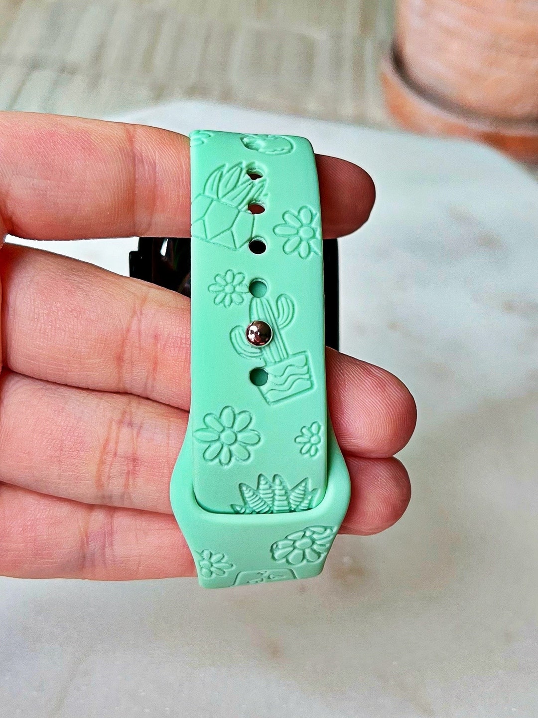 Cactus Laser Engraved Silicone Watch Band Laser Engraved Band Watch ...