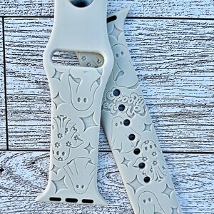 Ghost Laser Engraved Silicone Watch Band Spooky Season Halloween Ghost ...
