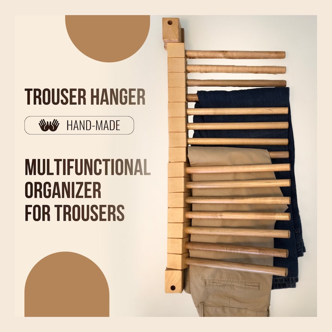 WOODEN TROUSER RACK – Italian Wall Mounted Pants and Towel Hanger for ...