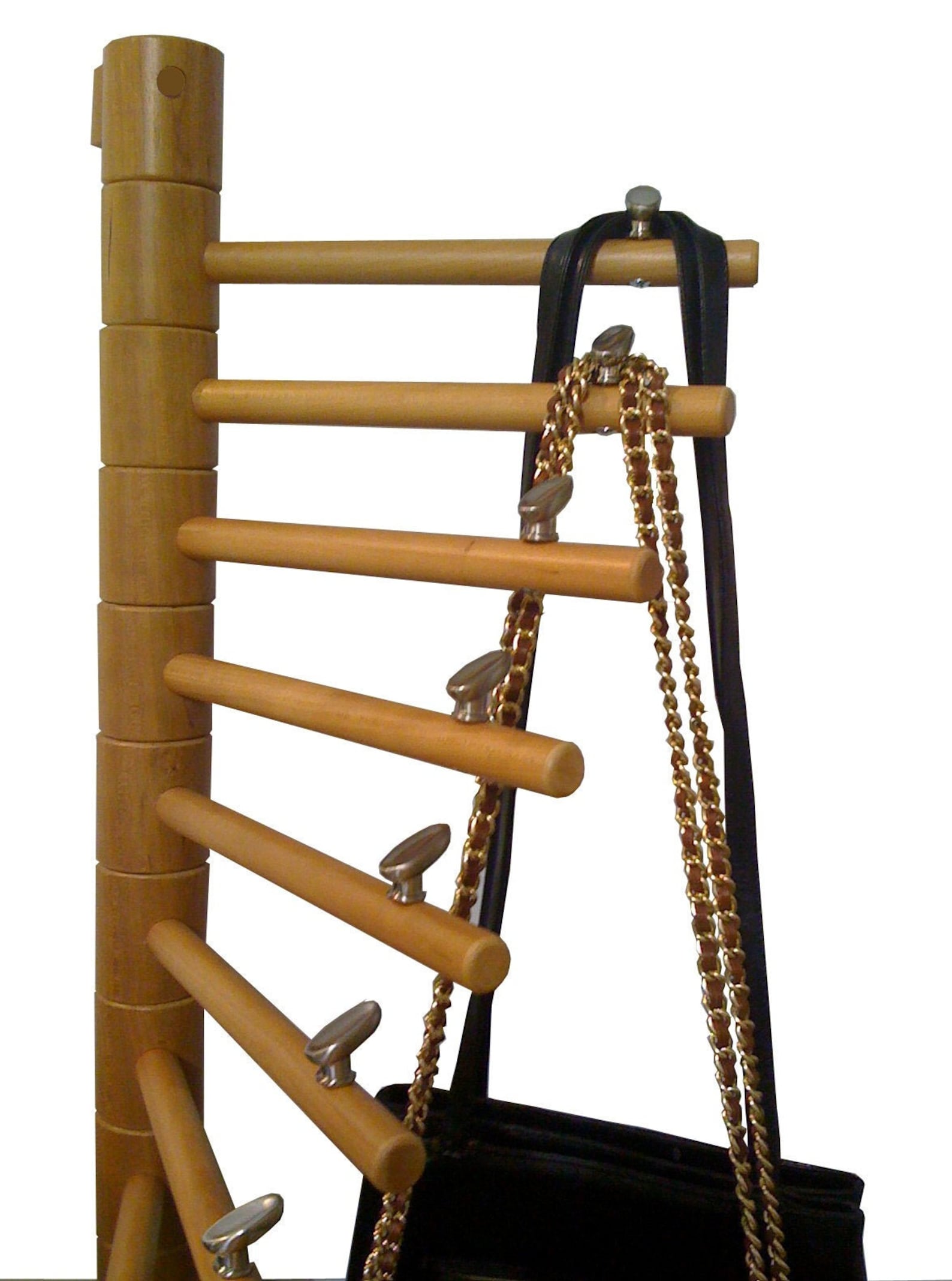 Wooden Wall-mounted WOMENS HANDBAG RACK – Italian Design Space-saving ...