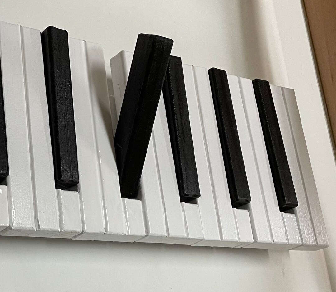 Piano-shaped WOODEN COAT RACK for Entryway – Teak Wall-mounted Hanger ...