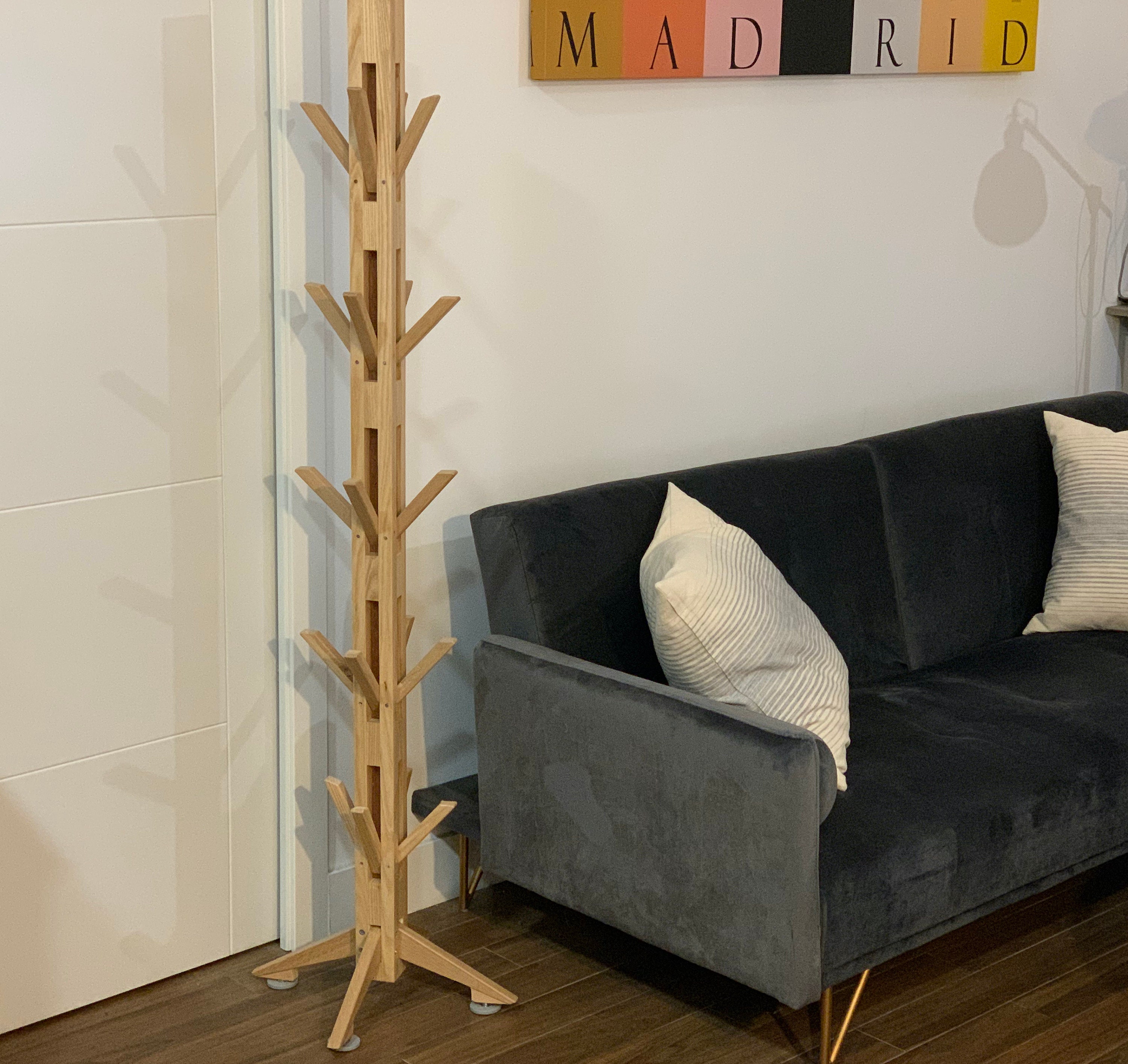 Modern Wooden STANDING COAT RACK With Adjustable Base and Hooks Space saving Tree Design for Coats Hats and Towels Home Organizer Gift Etsy Ireland