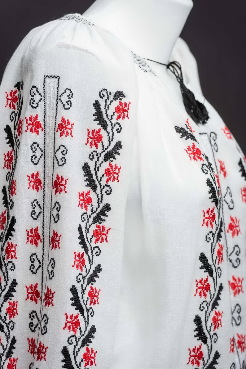 L Size Hand Stitched Vintage Romanian Blouse Ie Romaneasca - Peasant ...