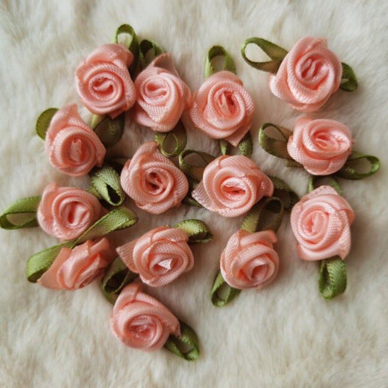 100pcs Mini Satin Ribbon Rose Flowers Silk Fabric Flower - Etsy