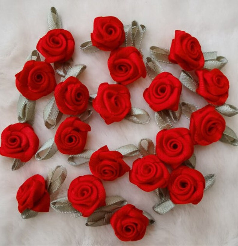 100pcs Mini Satin Ribbon Rose Flowers Silk Fabric Flower - Etsy