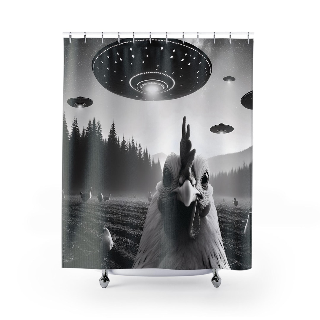 Egg-stra Terrestrial Chicken Shower Curtain | Whimsical Bathroom Decor ...