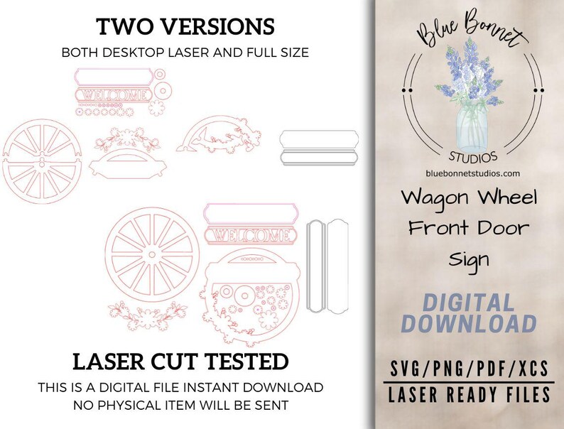 Digital Download: Rustic "welcome" Wagon Wheel Door Sign Laser Cut File ...