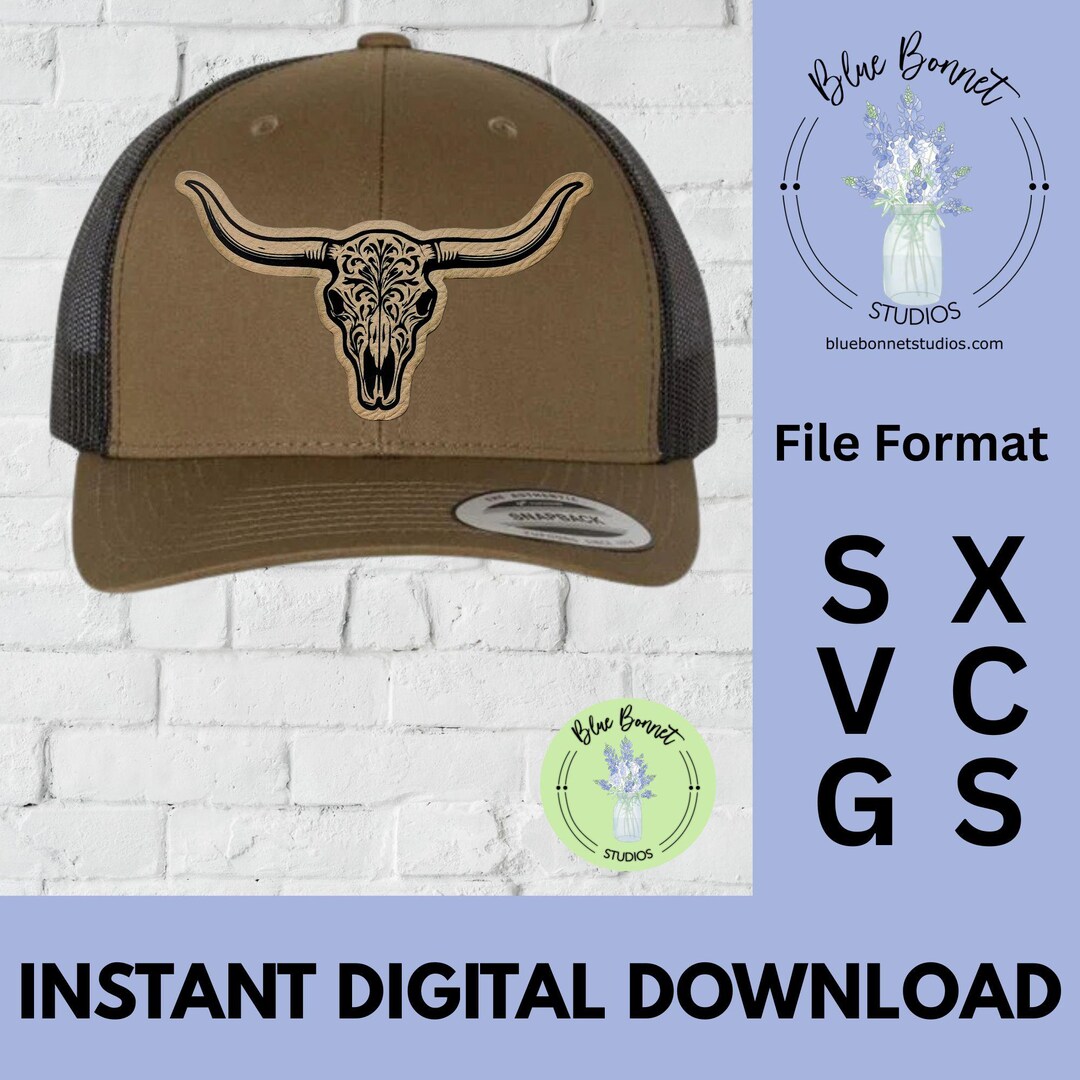 Western Bull Skull Patch Digital Svg and Xcs, Bull Skull Patch, Rustic Western Bull Skull Patch ...