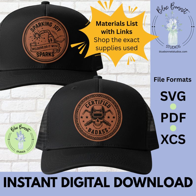 10 Welding Hat Patch SVG Bundle | Western Style Welder Patches ...