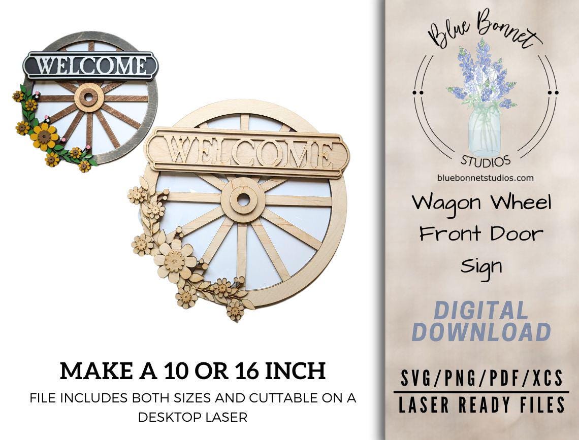 Digital Download: Rustic "welcome" Wagon Wheel Door Sign Laser Cut File ...