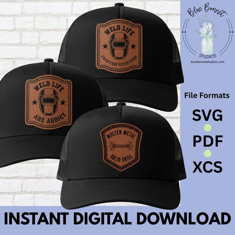 10 Welding Hat Patch SVG Bundle | Western Style Welder Patches ...