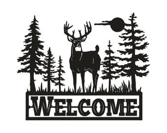 Deer Welcome Metal Sign - Etsy
