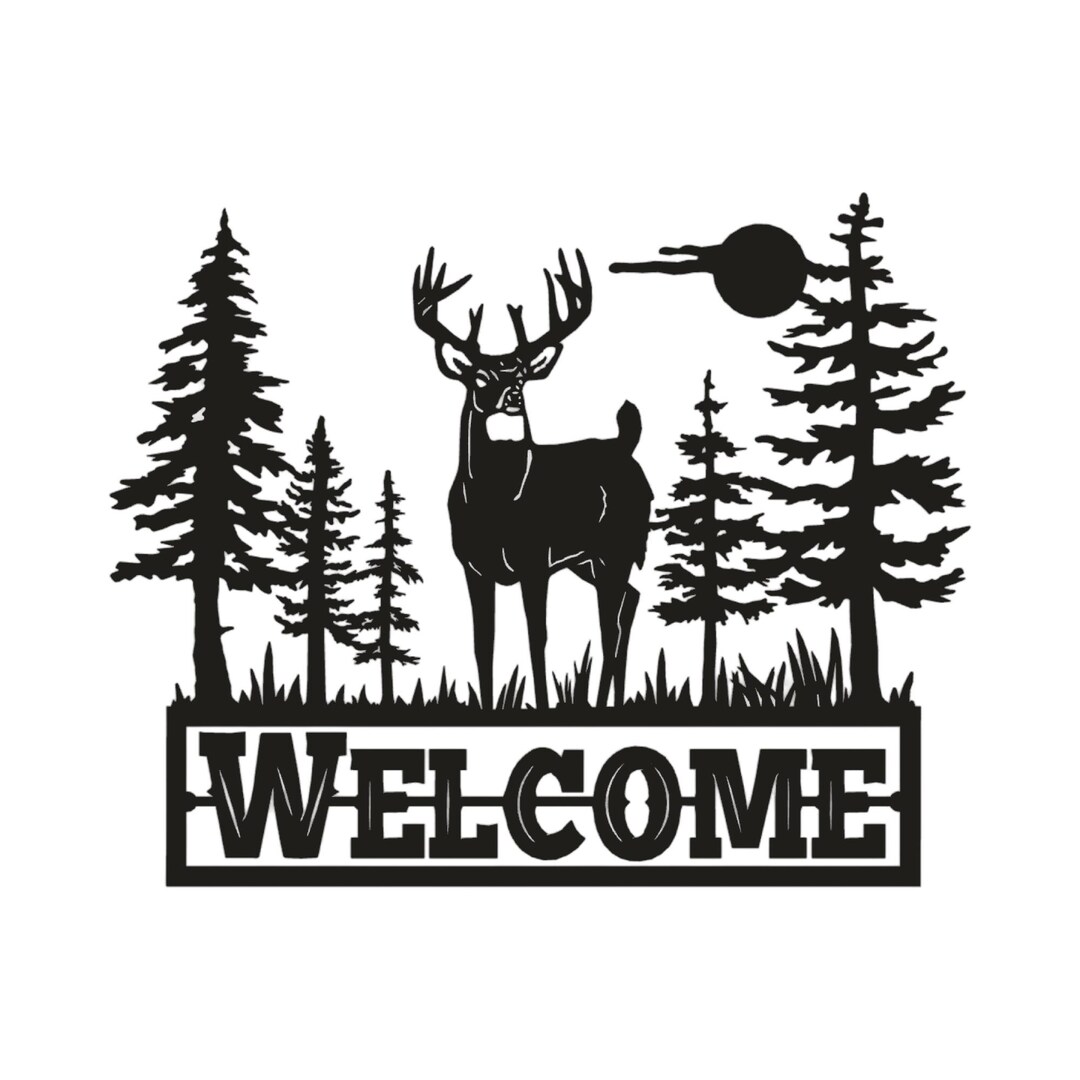 DEER WELCOME SIGN - Metal Deer Sign, Outdoor Hunting Metal Decor ...