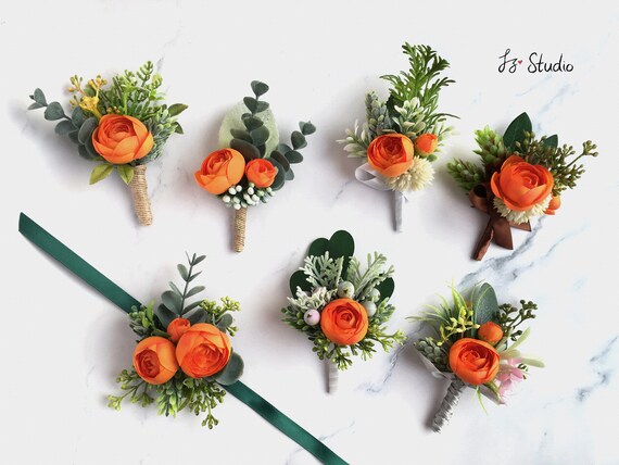 Orange Ranunculus Boutonniere