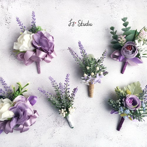 Dark Purple Lilac Flower Boutonniere Buttonhole Wedding - Etsy