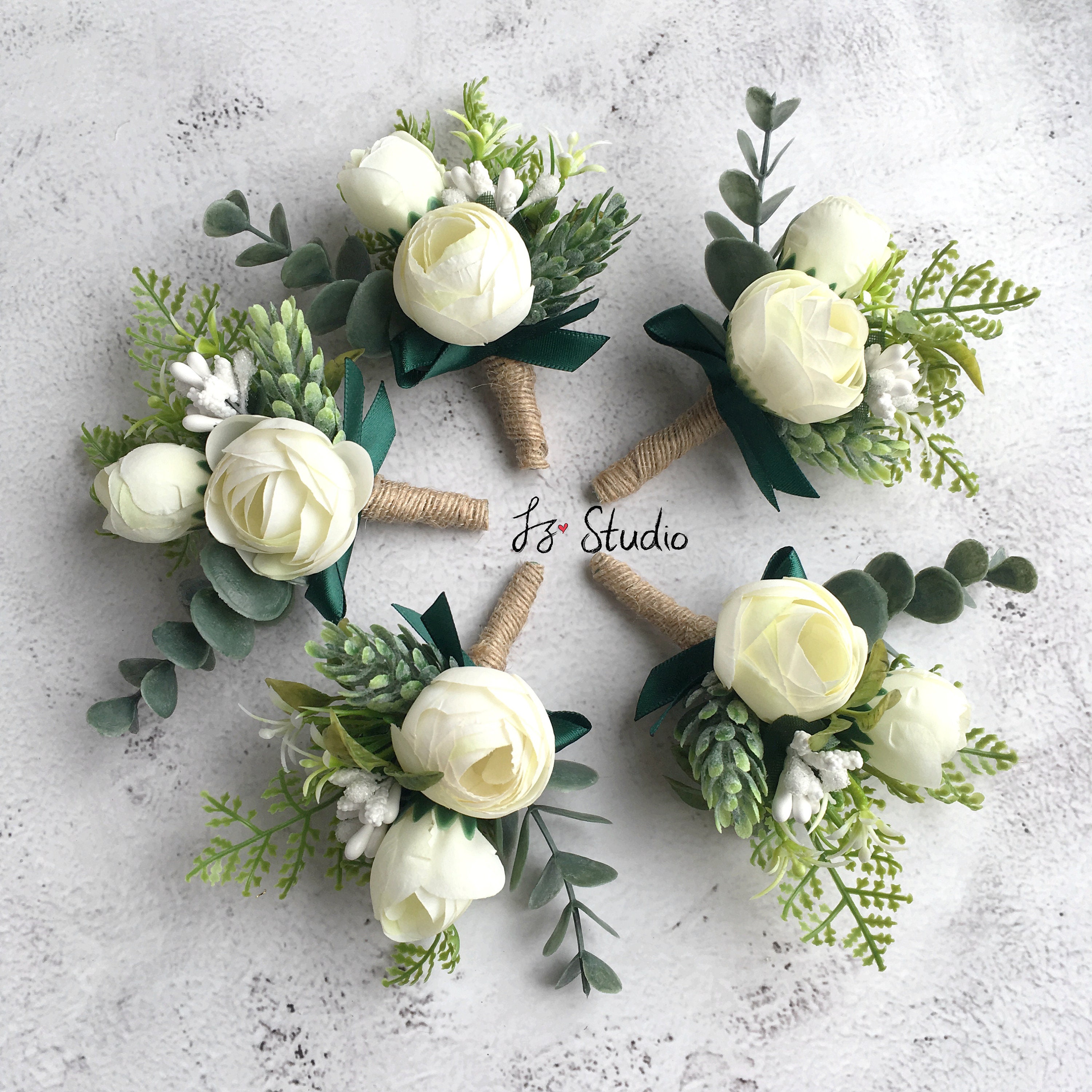 Ivory Ranunculus Boutonniere