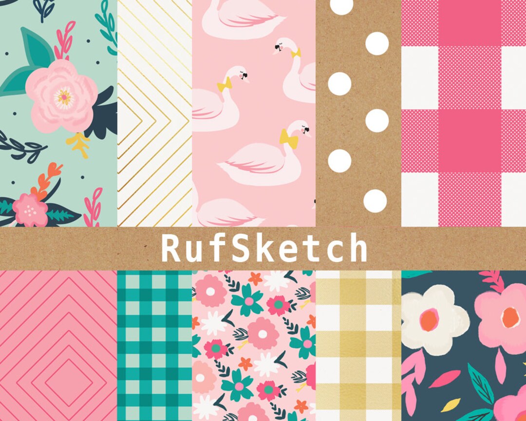Adorable Paper + Cute Pink Patterns + Digital = Hello Girl - Etsy
