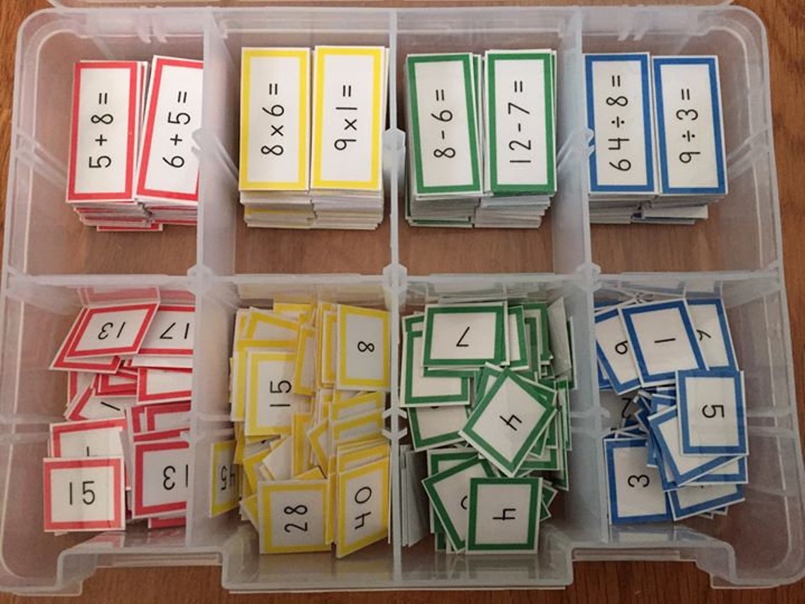 Math Facts Equation Cards Montessori Math Tackle Box - Etsy