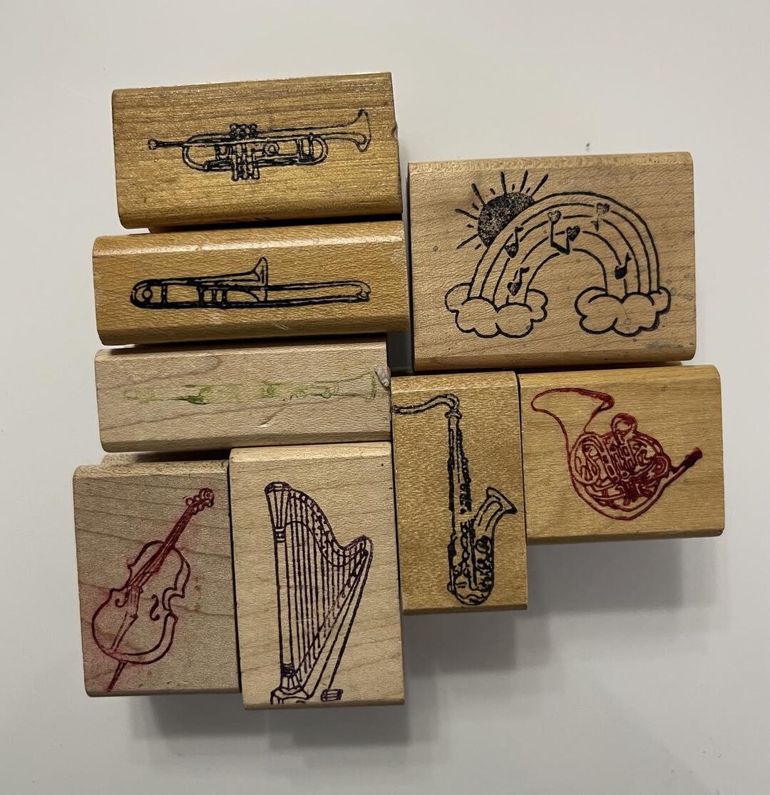 Musical Instruments Rubber Stamps - Set of 8 - Etsy