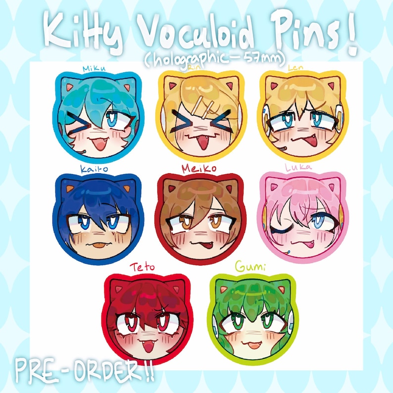 Holographic Vocaloid Kitty Pins PRE-ORDER - Etsy