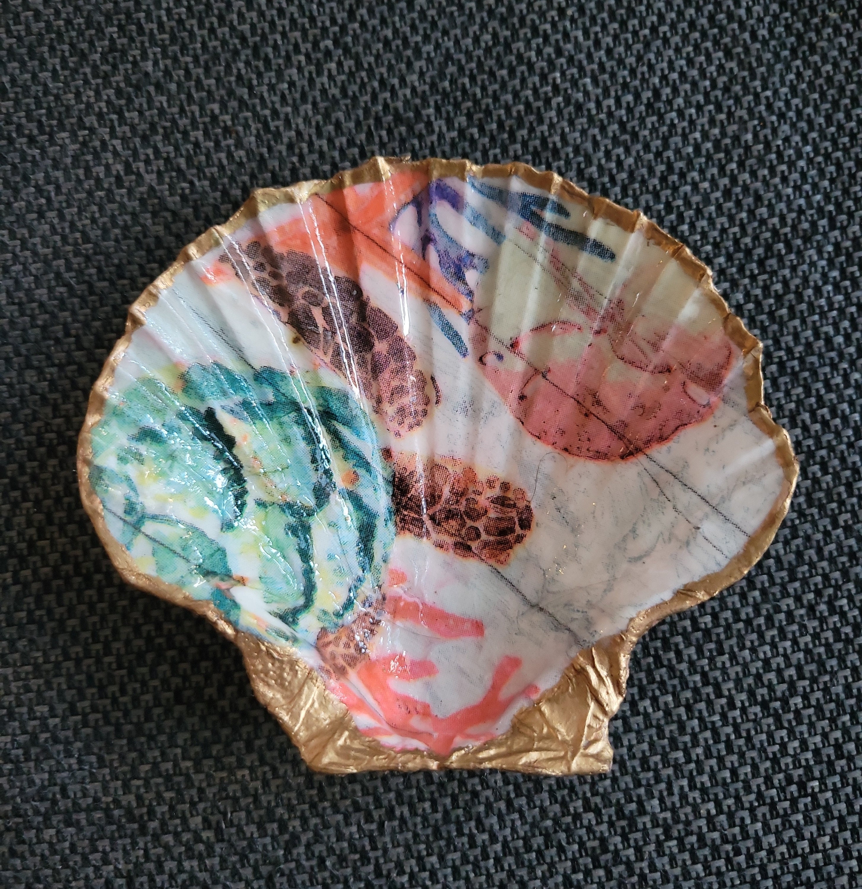 Decoupage Sea Shell/decoupage Shell Dish/decoupage Shell Trinket Dish ...