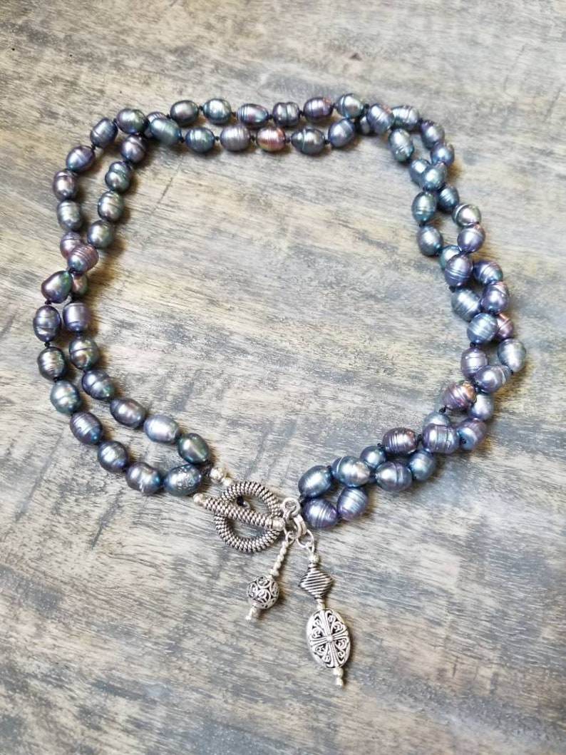 Freshwater Pearl Necklace Choker Sterling Silver Toggle Etsy