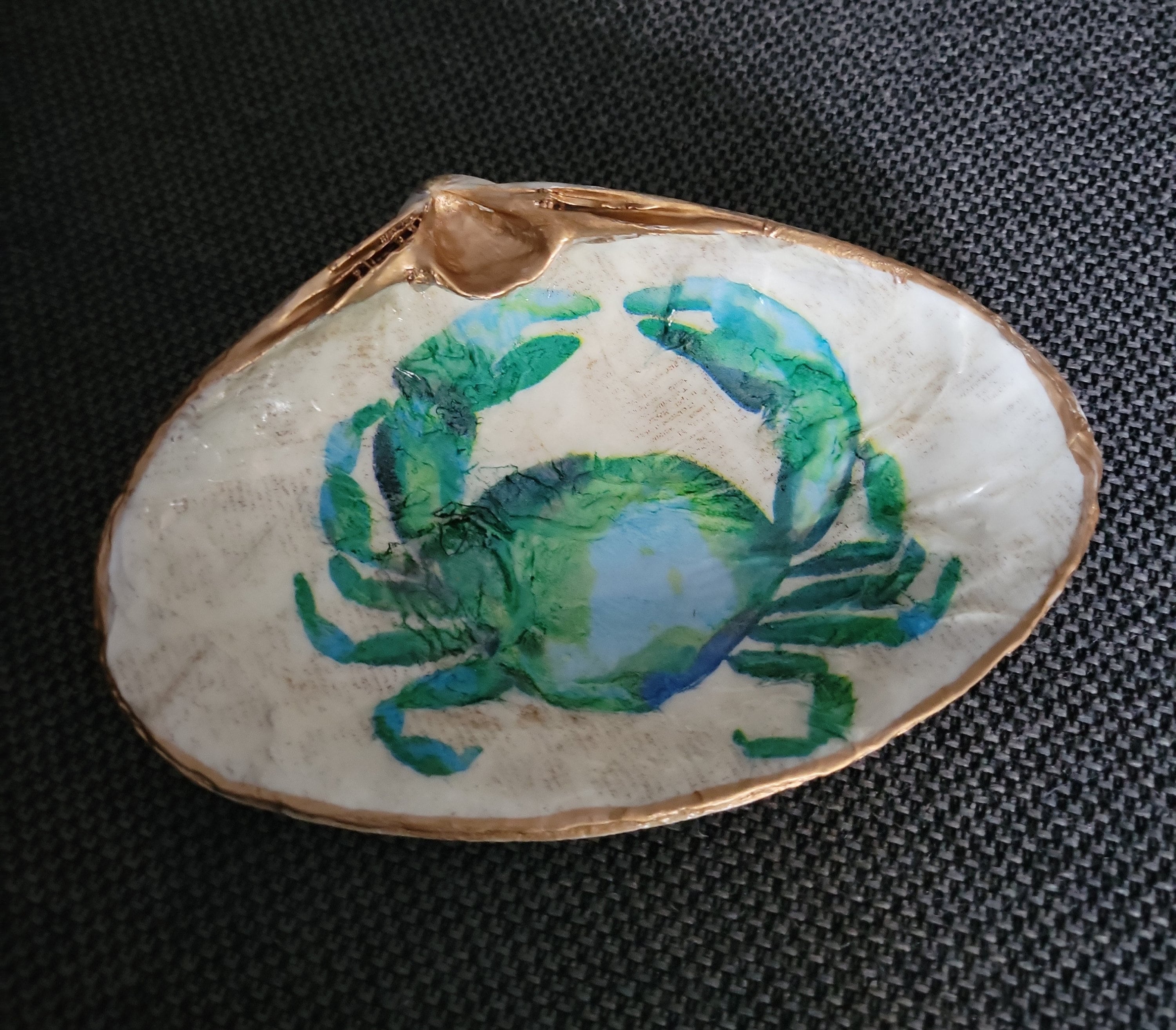 Decoupage Sea Shell/decoupage Shell Dish/trinket Dish/coastal Decor ...