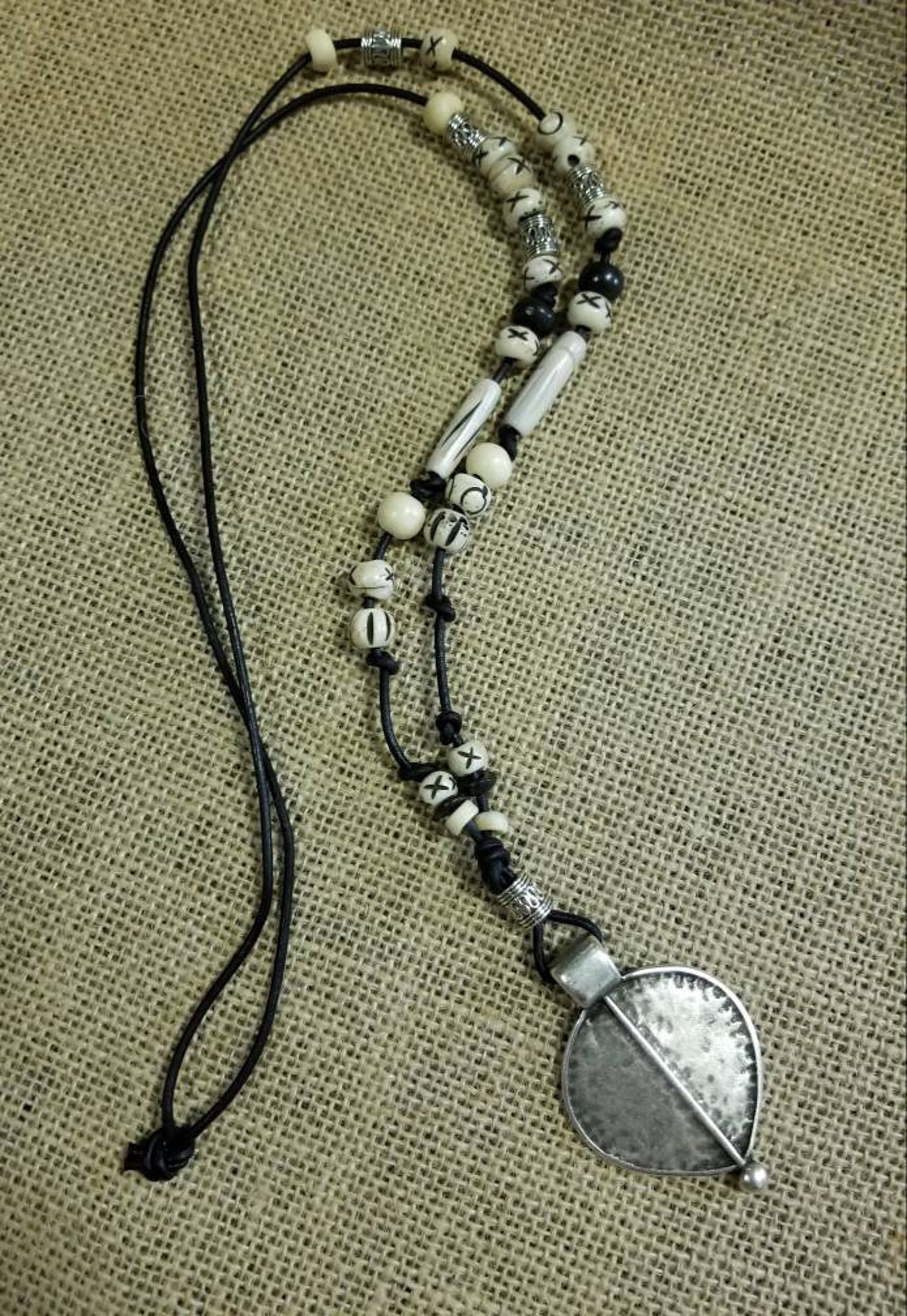 Long Boho Necklace/pendant Necklace/long Beaded Necklace/bone Bead ...