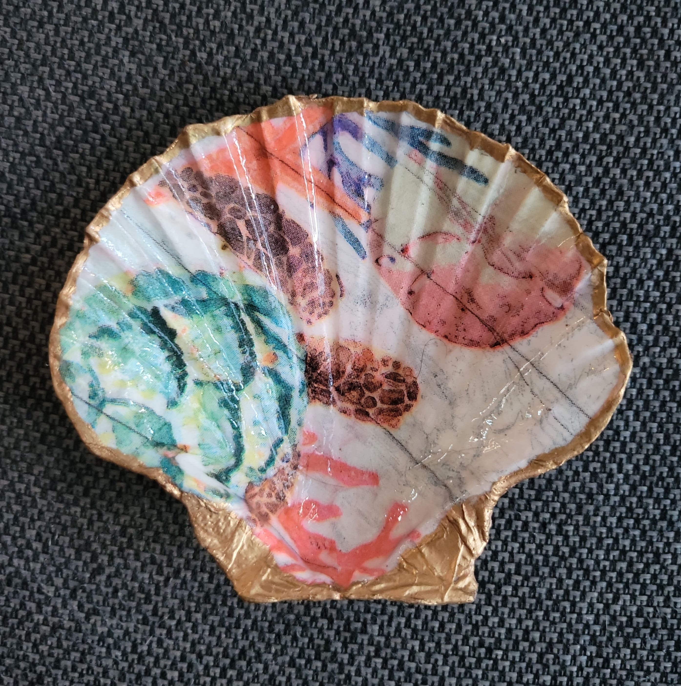 Decoupage Sea Shell/decoupage Shell Dish/decoupage Shell Trinket Dish ...